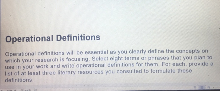 Solved Operational Definitions Operational definitions will | Chegg.com