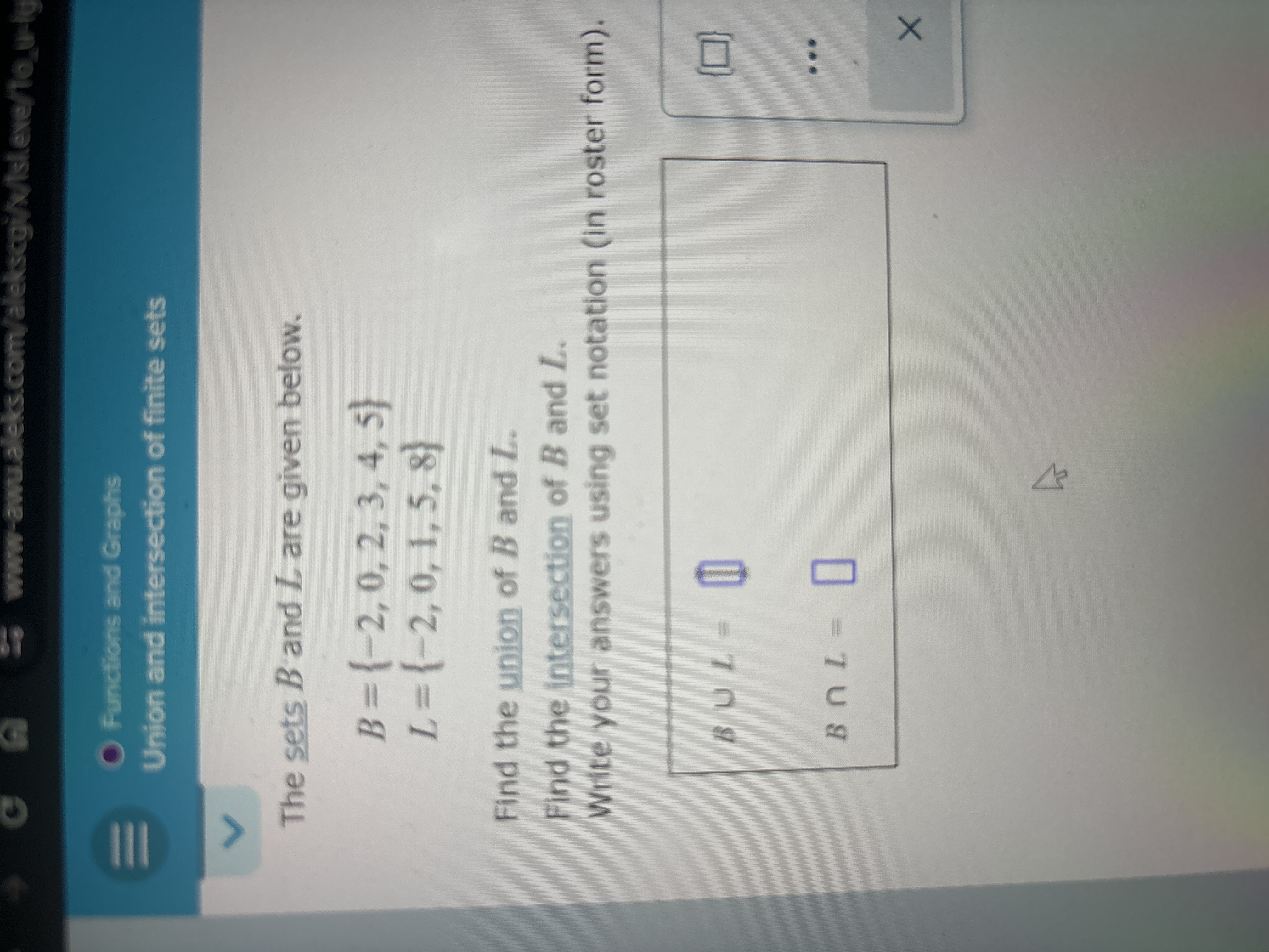 Solved The sets B ﻿and L ﻿are given | Chegg.com