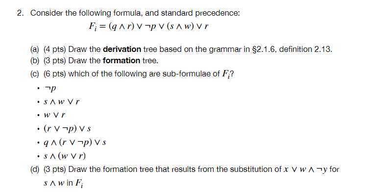 Solved 2. Consider the following formula, and standard | Chegg.com