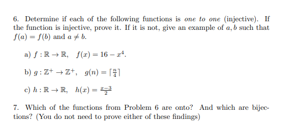 Solved 6. Determine if each of the following functions is | Chegg.com