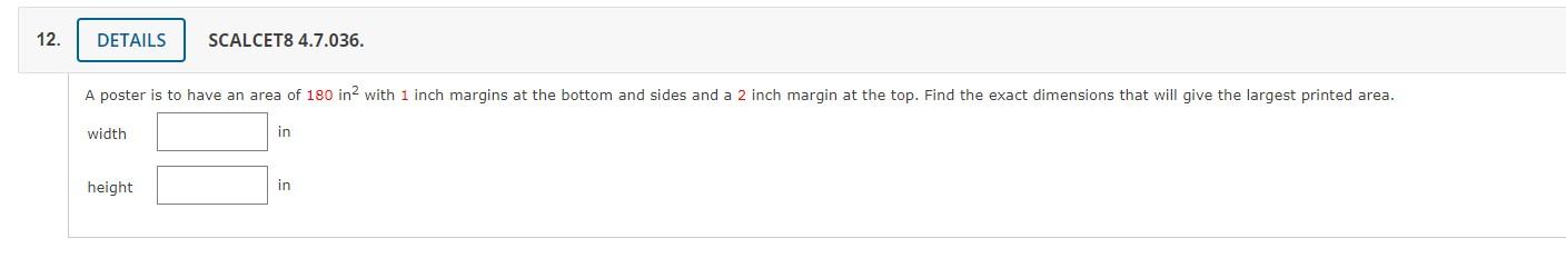 Solved width in height in | Chegg.com