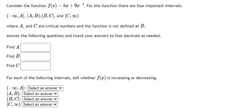 Solved Consider the function f(x)=5x+9x−1. For this function | Chegg.com