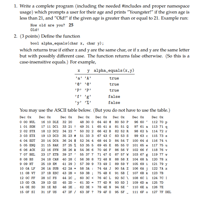 Solved 1. Write a complete program (including the needed | Chegg.com