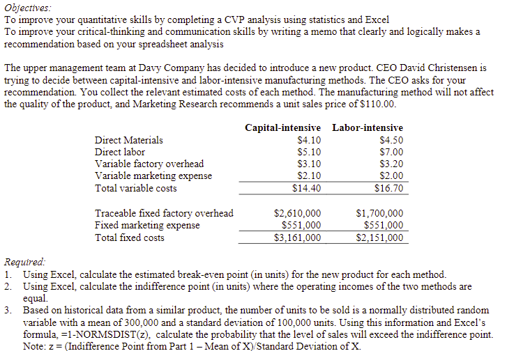 Solved Objectives:To improve your quantitative skills by | Chegg.com
