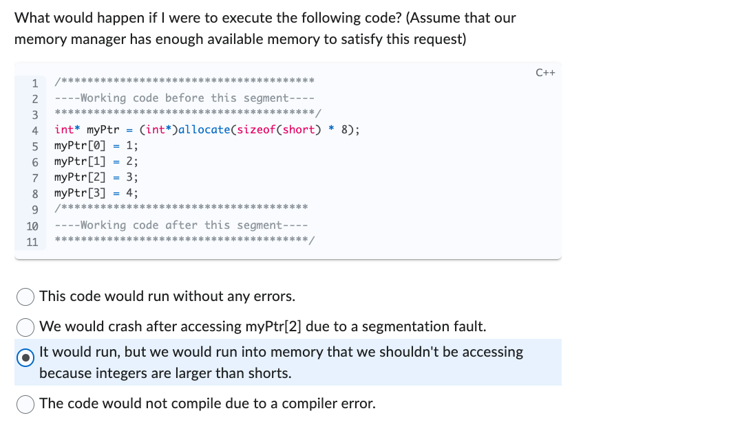 Solved What would happen if I were to execute the following | Chegg.com