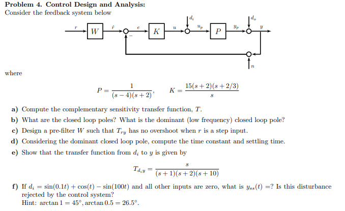 Solved Problem 4. Control Design and Analysis: Consider the | Chegg.com