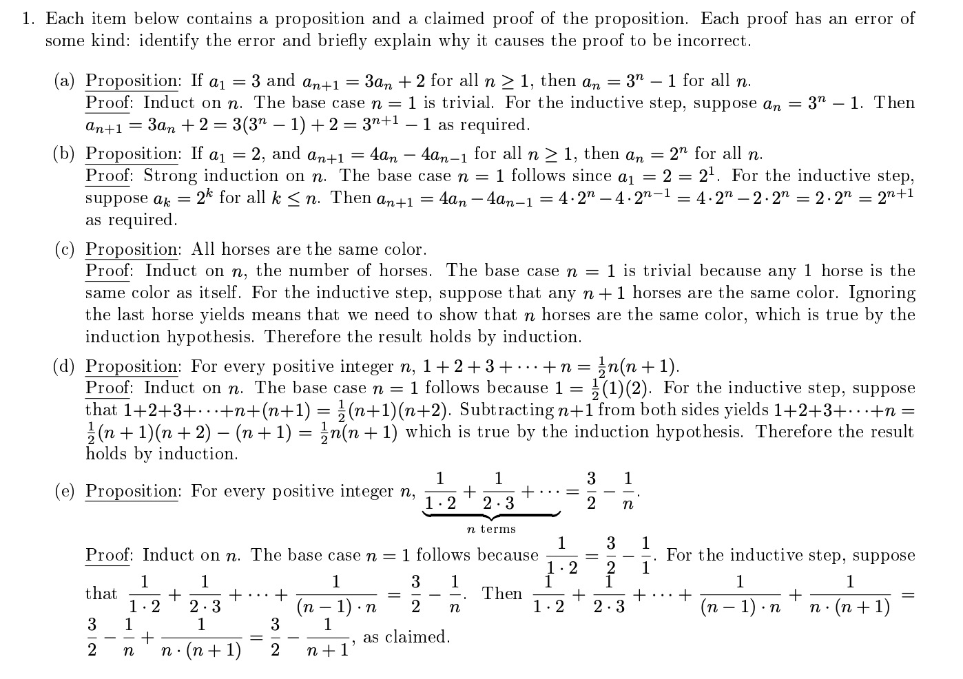 Solved Each item below contains a proposition and a claimed | Chegg.com