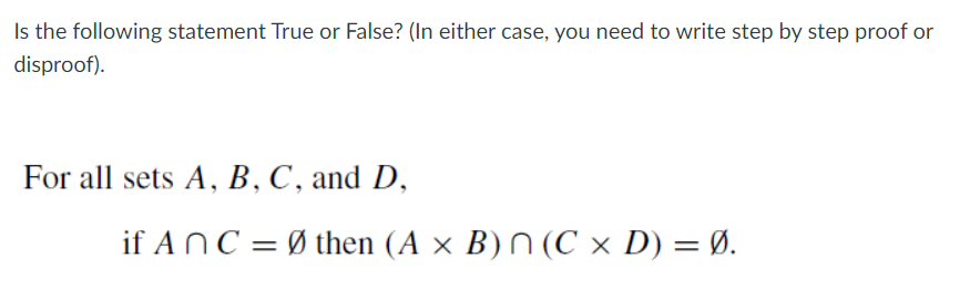 Solved Is the following statement True or False? (In either | Chegg.com
