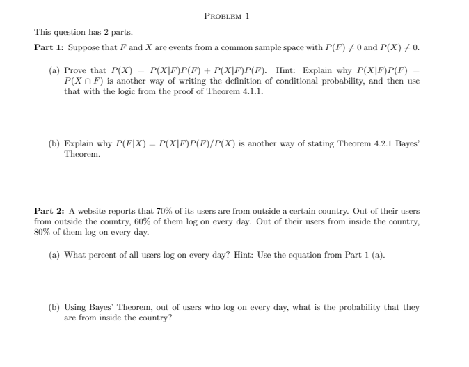 Solved PROBLEM 1 This question has 2 parts. Part 1: Suppose | Chegg.com