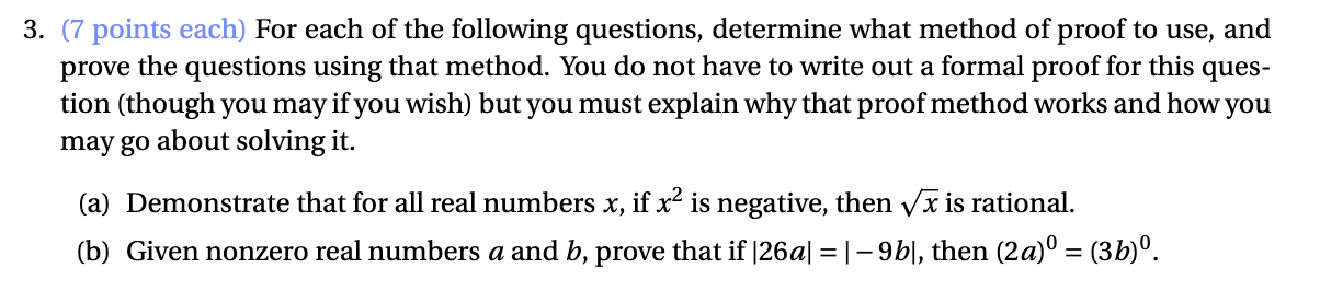 Solved 3. (7 points each) For each of the following | Chegg.com