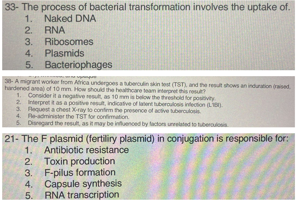 Solved 33- The process of bacterial transformation involves | Chegg.com