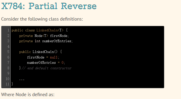 Solved X784: Partial Reverse Consider the following class | Chegg.com