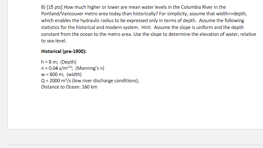 Solved 8) (15 pts] How much higher or lower are mean water | Chegg.com