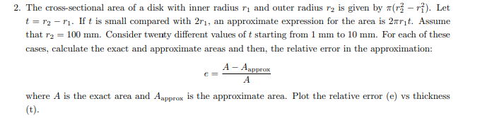 Solved 2. The cross-sectional area of a disk with inner | Chegg.com