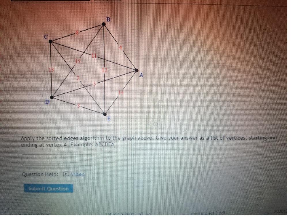 Solved Apply the sorted edges algorithm to the graph above. | Chegg.com