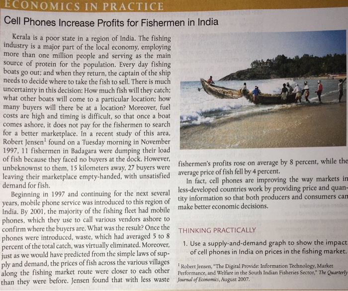 Solved ECONOMICS IN PRACTICE Cell Phones Increase Profits | Chegg.com