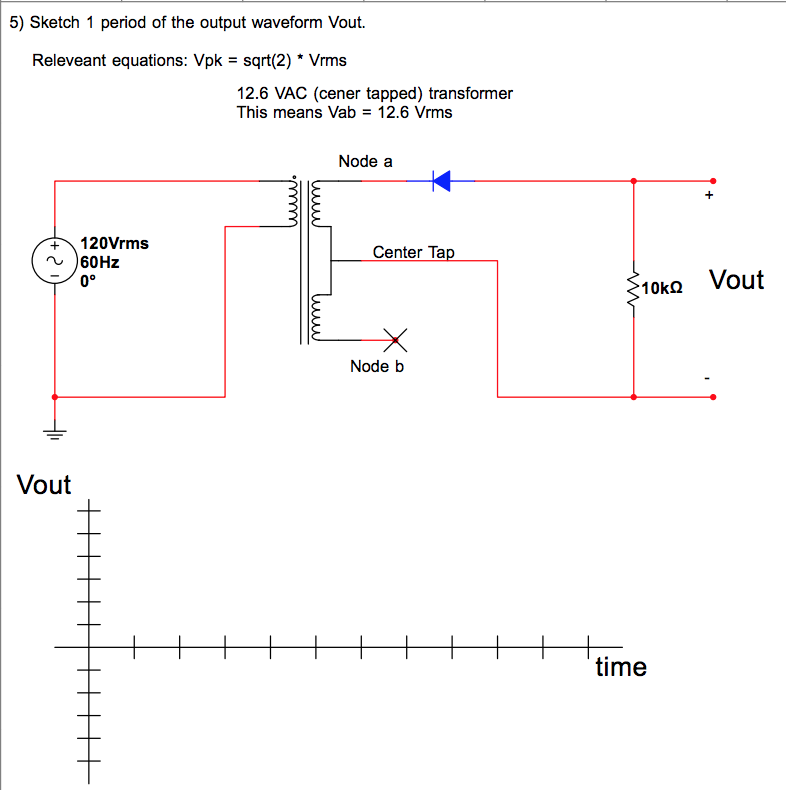 Solved 5) Sketch 1 period of the output waveform Vout. | Chegg.com
