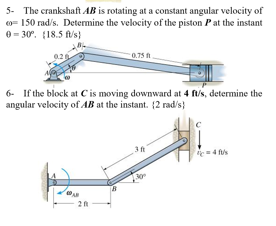 Solved 5- The crankshaft AB is rotating at a constant | Chegg.com