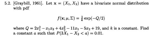 Solved 5.2. [Graybill, 1961]. Let x=(X1,X2) have a bivariate | Chegg.com