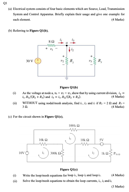Solved Q1 (a) Electrical system consists of four basic | Chegg.com