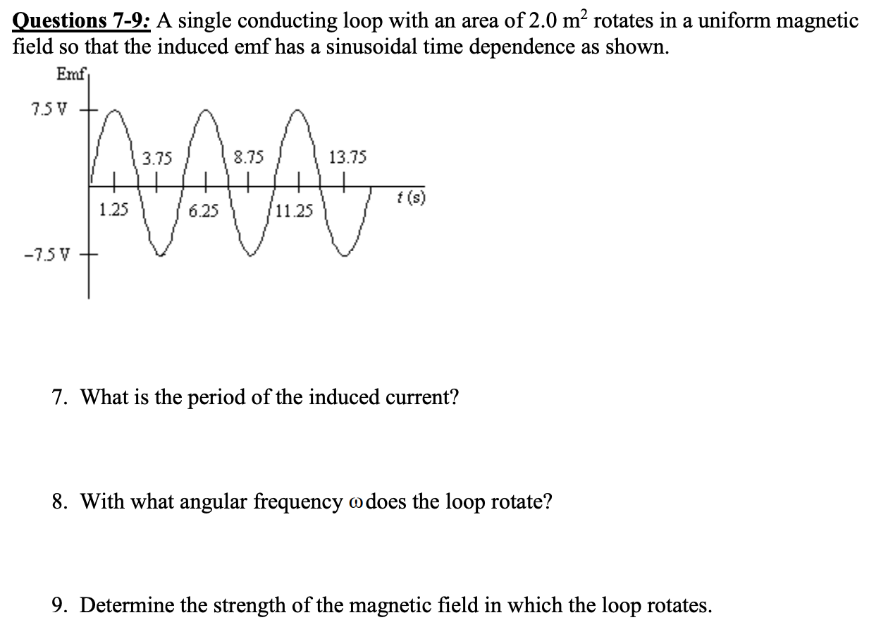 Solved Questions 7-9: A single conducting loop with an area | Chegg.com
