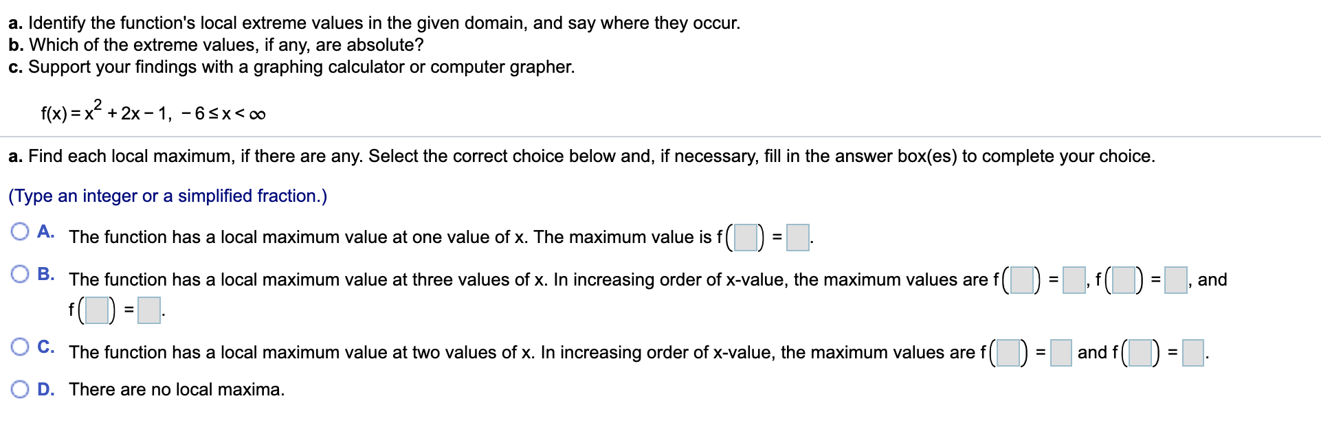Solved a. Identify the function's local extreme values in | Chegg.com