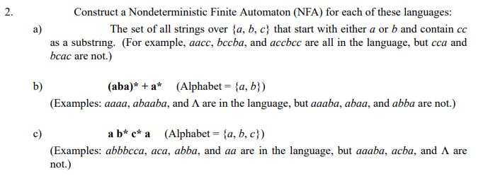 Solved Construct a Nondeterministic Finite Automaton (NFA) | Chegg.com
