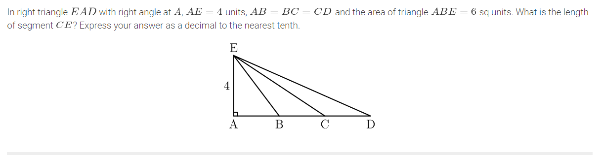 Solved In right triangle EAD with right angle at A,AE=4 | Chegg.com