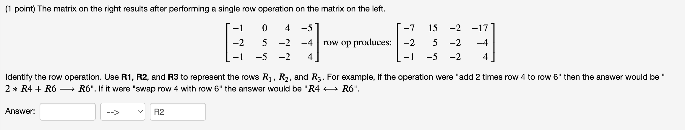 Solved (1 point) Convert the augmented matrix | Chegg.com
