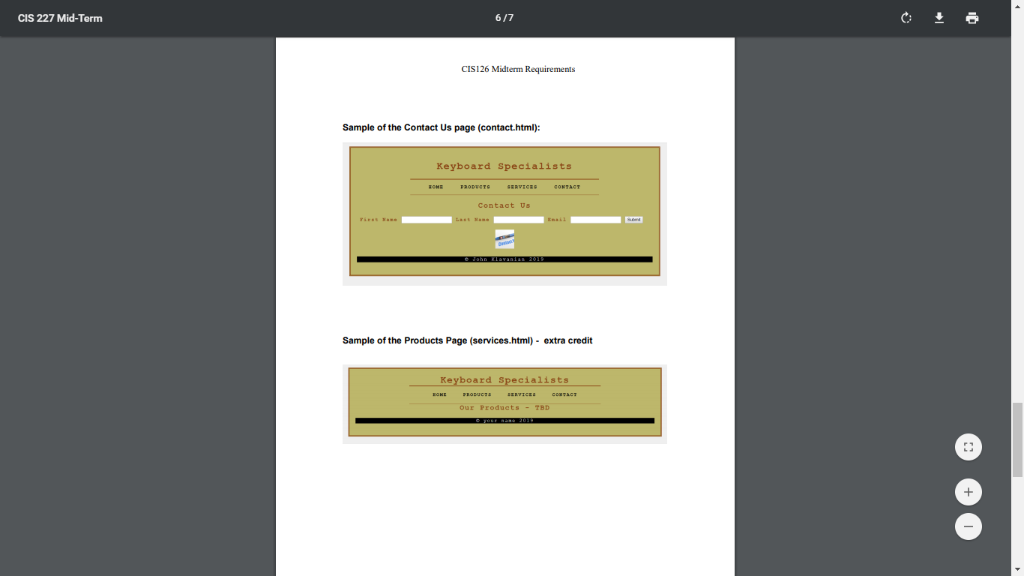 CIS 227 Mid-Term CIS 126 Mid-Term Project Winter 2019 | Chegg.com