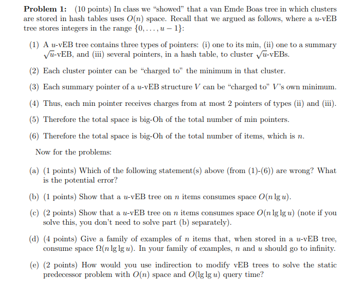 Solved Problem 1: (10 points) In class we “showed” that a | Chegg.com
