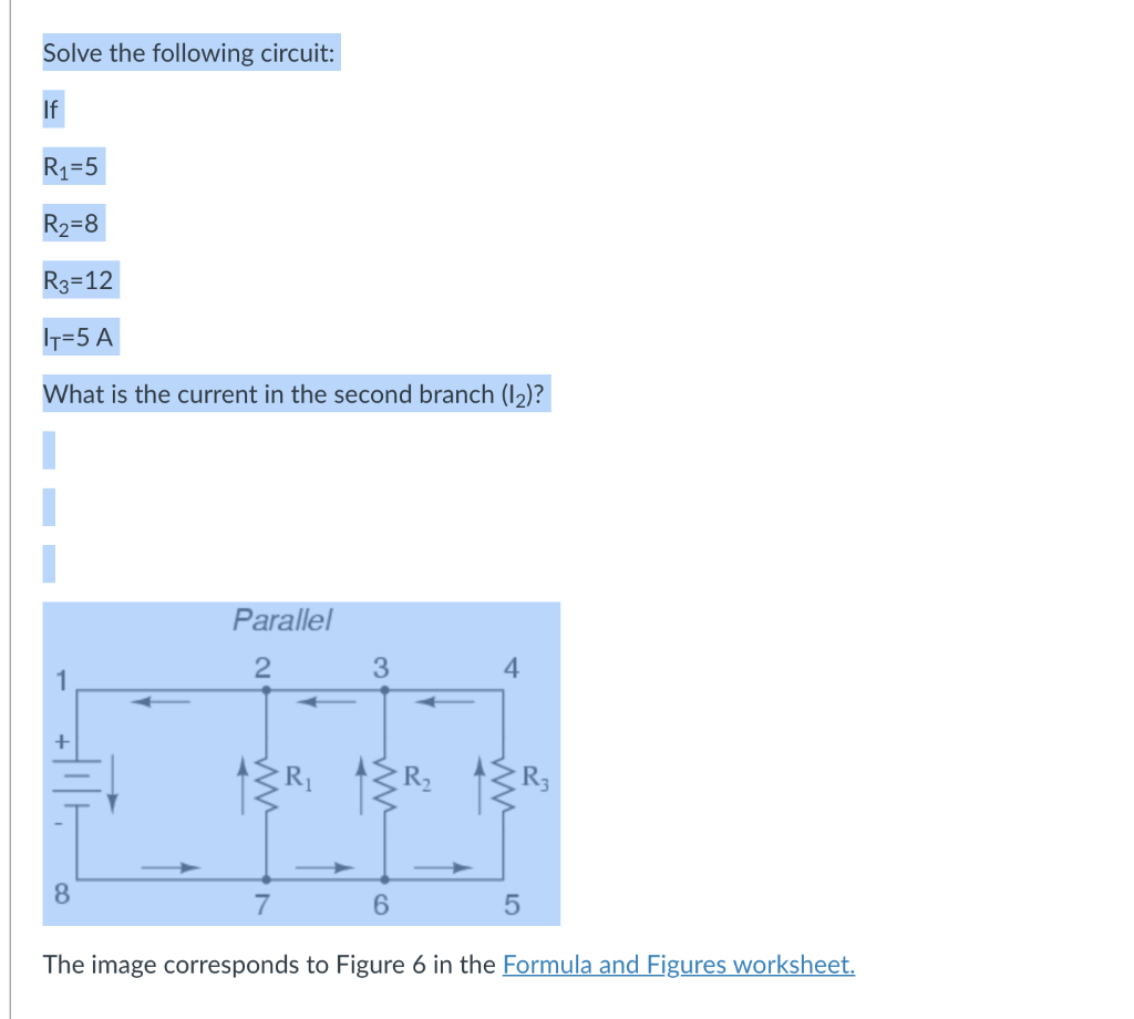Solved Solve the following circuit: If R1=5 R2=8 R3=12 IT=5 | Chegg.com