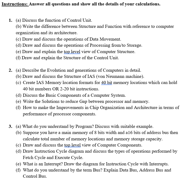 Solved Instructions: Answer all questions and show all the | Chegg.com