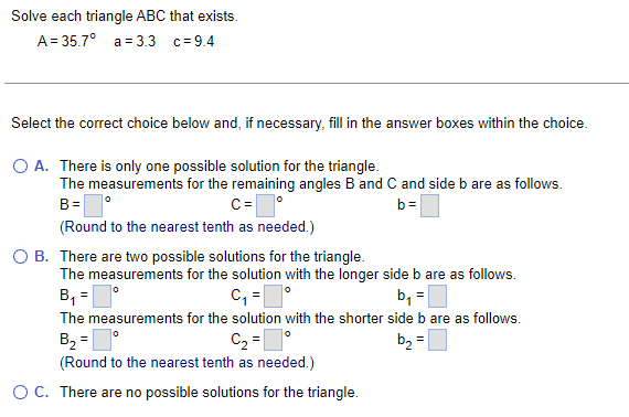 Solved Solve each triangle ABC that | Chegg.com