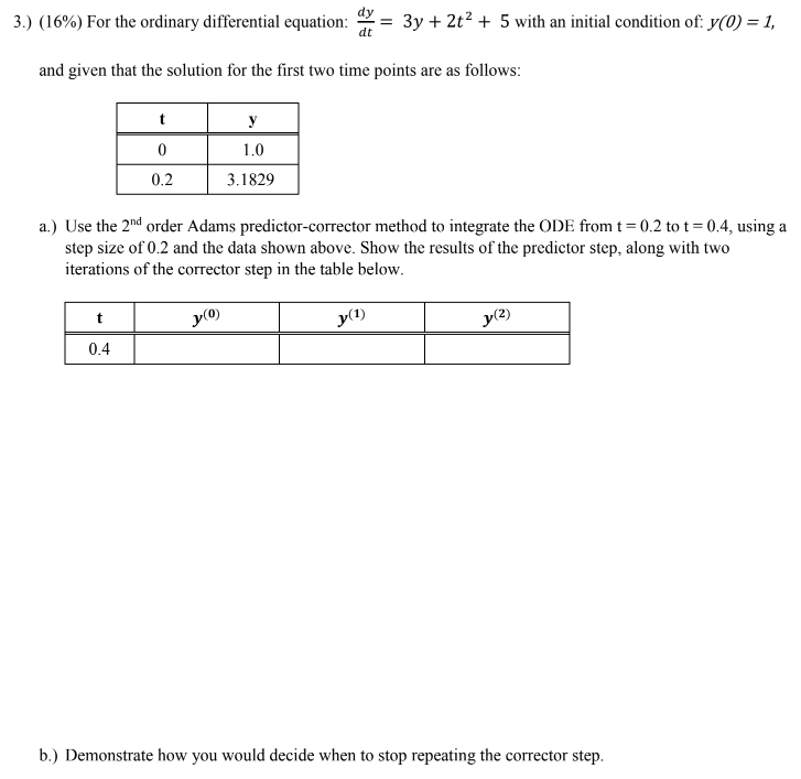 Solved 3.) (16%) ﻿For the ordinary differential equation: | Chegg.com