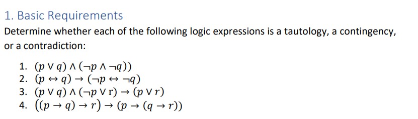 Solved 1. Basic Requirements Determine whether each of the | Chegg.com