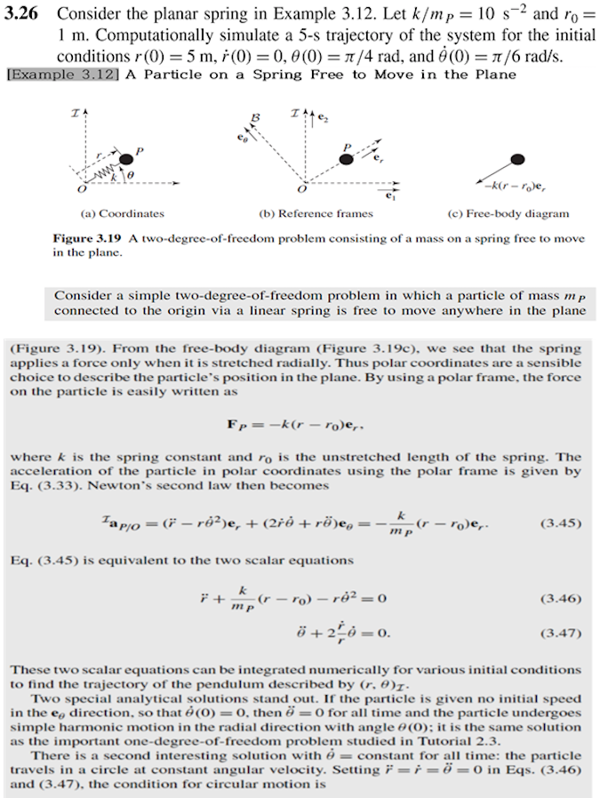 3.26 Consider the planar spring in Example 3.12. Let | Chegg.com