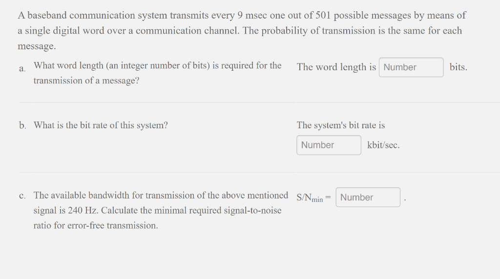 Solved A baseband communication system transmits every 9 | Chegg.com