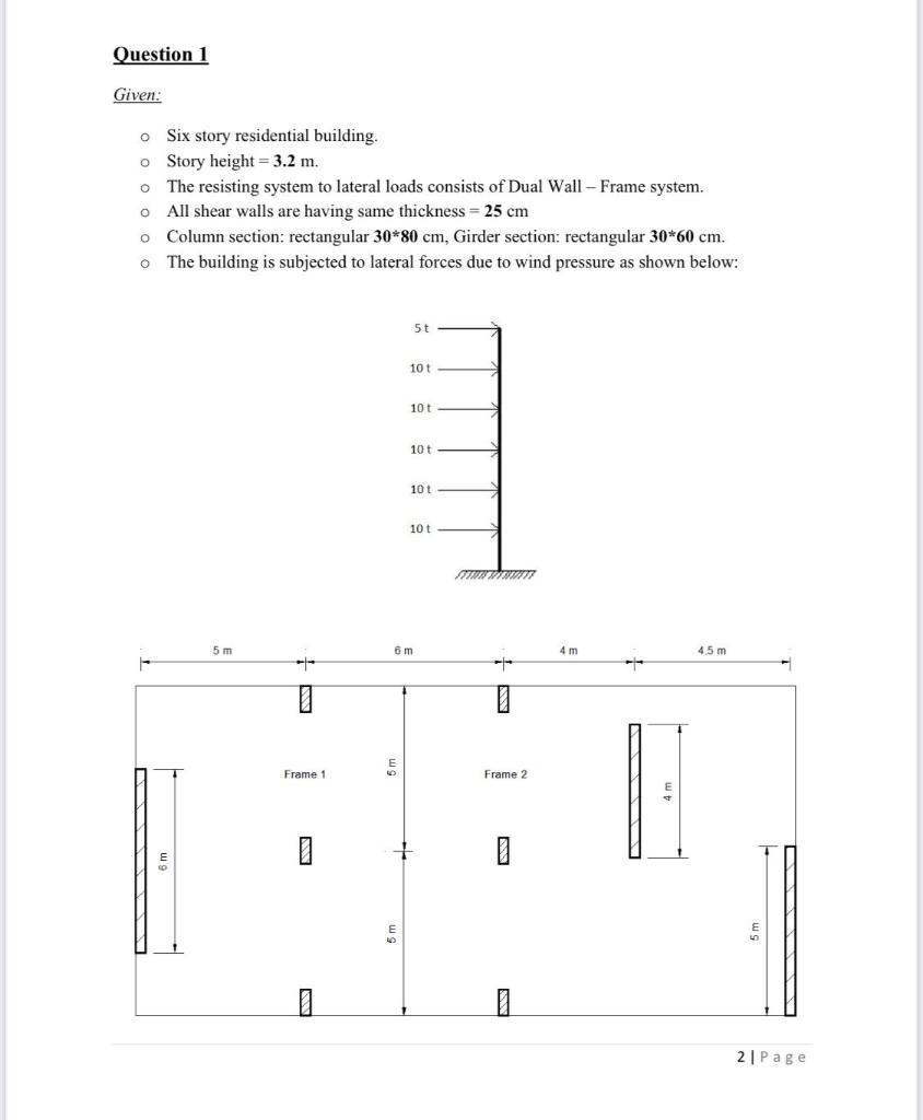 Given: Six story residential building. Story height | Chegg.com