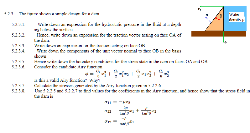 Solved The figure shows a simple design for a dam. 5.2.3. | Chegg.com