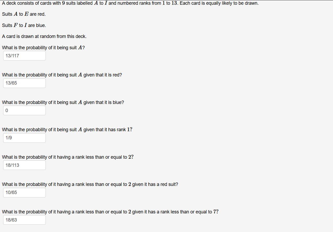 Solved A deck consists of cards with 9 suits labelled A to I | Chegg.com