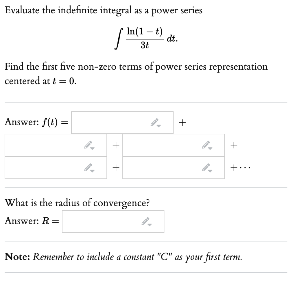 Solved Evaluate the indefinite integral as a power series | Chegg.com
