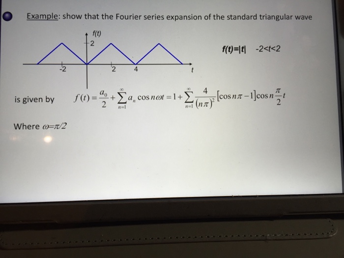 Solved Example: show that the Fourier series expansion of | Chegg.com