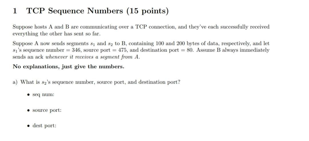Solved Suppose hosts A and B are communicating over a TCP | Chegg.com
