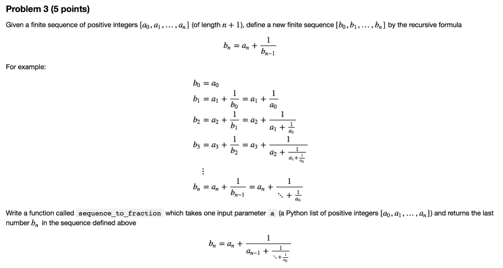 Problem 3 (5 points) Given a finite sequence of | Chegg.com