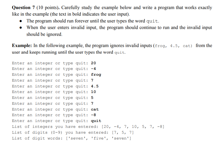 Solved Question 7 (10 points). Carefully study the example | Chegg.com