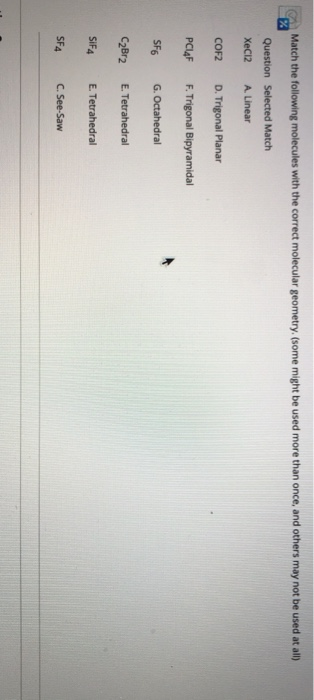 Solved Match the following molecules with the correct | Chegg.com