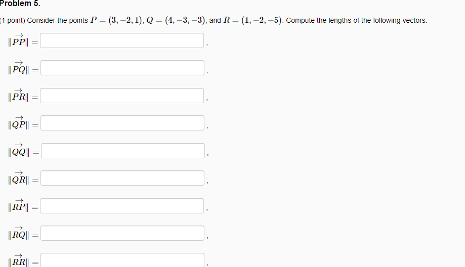 Solved Problem 5.(1 ﻿point) ﻿Consider the points | Chegg.com