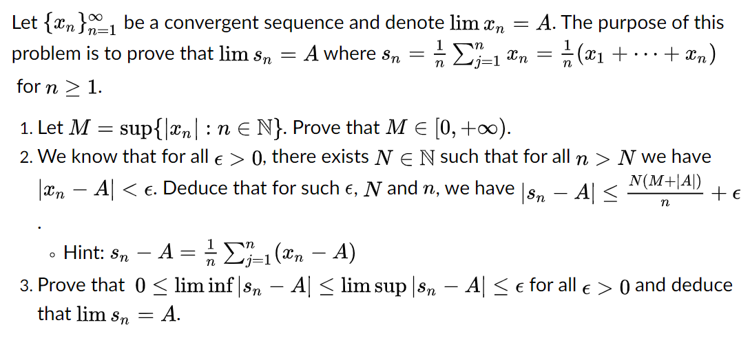 Solved Let {n}n=1 be a convergent sequence and denote lim In | Chegg.com