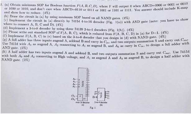 Solved 1. (a) Obtain minimum SOP for Boolean function | Chegg.com